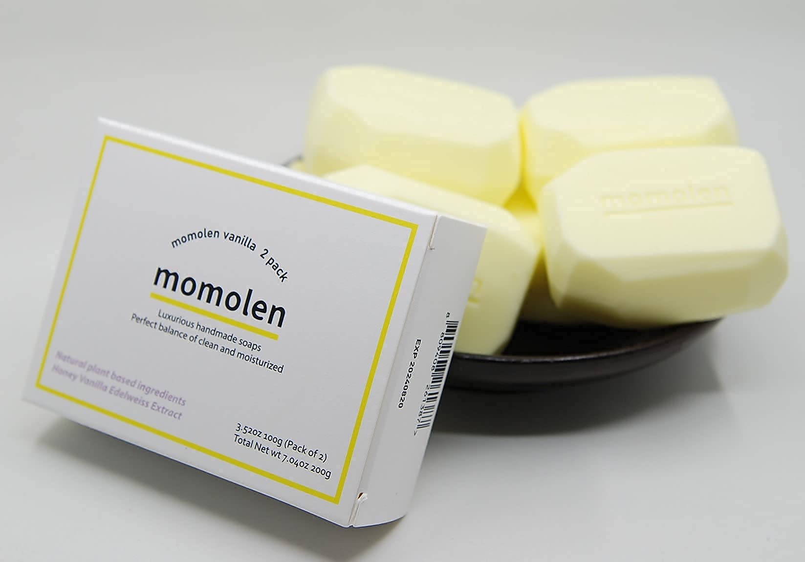 momolen bar soapㅣvanilla soapㅣnatural soap ㅣ sensitive skin moisturizing ㅣ 3.5 OZ 2 PackㅣHandmade organic soap barㅣbath soap