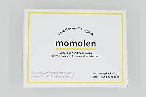momolen bar soapㅣvanilla soapㅣnatural soap ㅣ sensitive skin moisturizing ㅣ 3.5 OZ 2 PackㅣHandmade organic soap barㅣbath soap