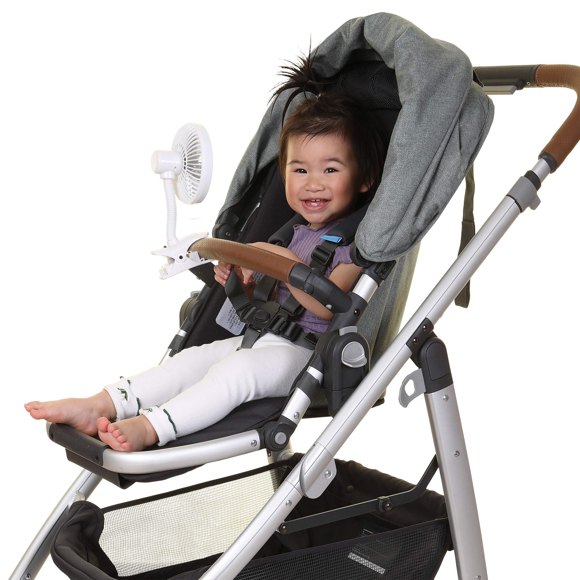 Dreambaby Caged Deluxe EZY-Fit Clip-on Fan - with Flexible Neck for Adjustable Air Flow - Perfect for Strollers, Cribs, Wheelchairs, Beach, Camping & Pool - White - 1 Pack
