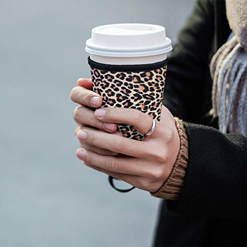 XccMe Iced Coffee Sleeves,Reusable Cold Cup SleeveS,3Pack Neoprene Insulator Cup Cover for Cold Drinks,Beverages Holder,Ideal for Dunkin Donuts, Starbucks Coffee(Leopard)