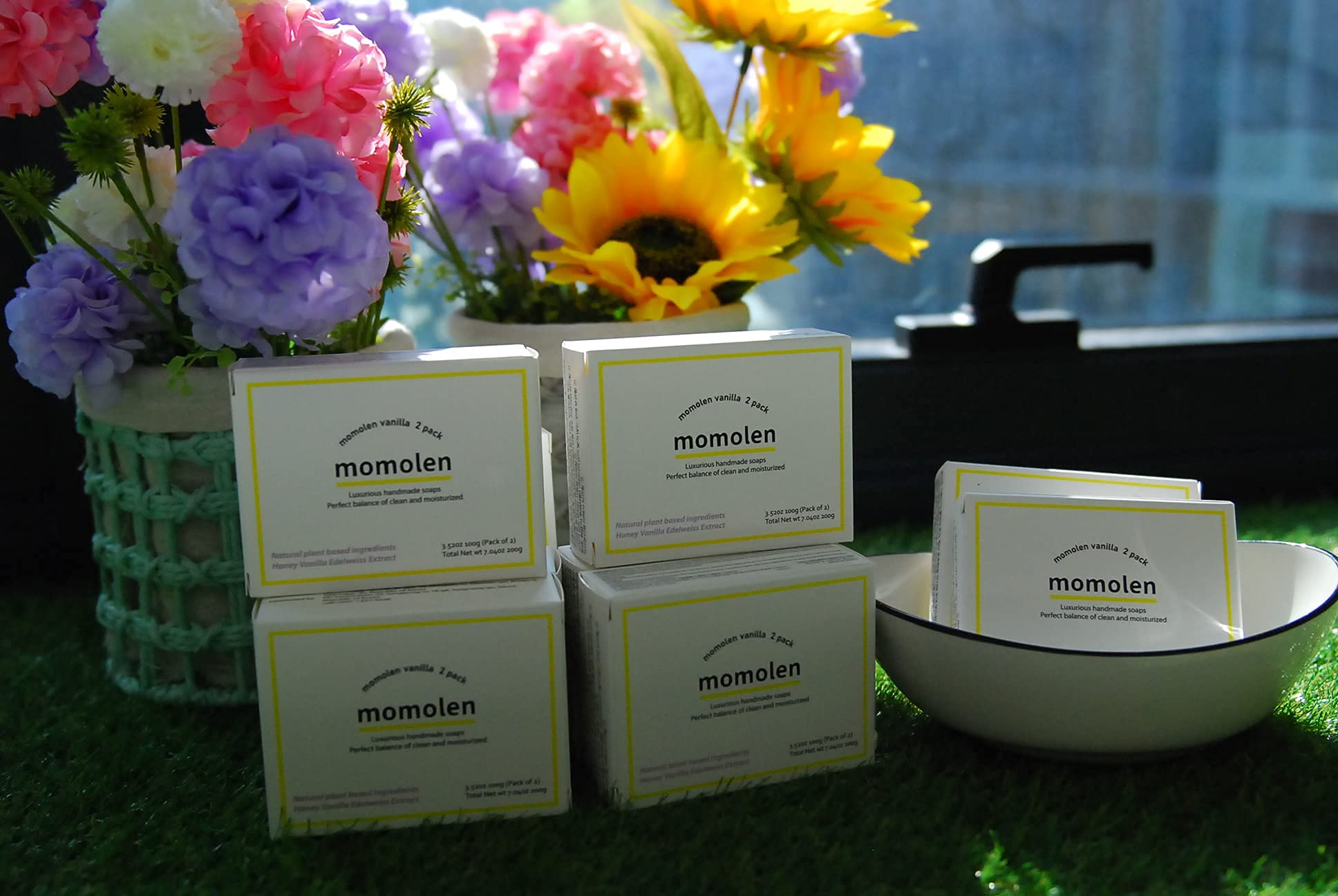 momolen bar soapㅣvanilla soapㅣnatural soap ㅣ sensitive skin moisturizing ㅣ 3.5 OZ 2 PackㅣHandmade organic soap barㅣbath soap