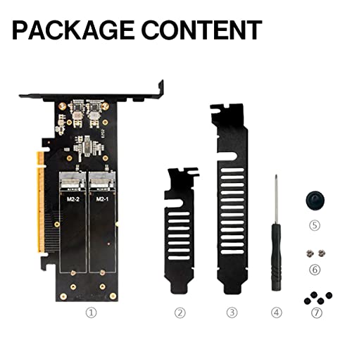 JEYI Quad NVMe PCIe 4.0 Expansion Card, Supports 4 NVMe M.2 SSD 2280 up to 8TB, Raid Bandwidth 256Gbps, Required Bifurcation