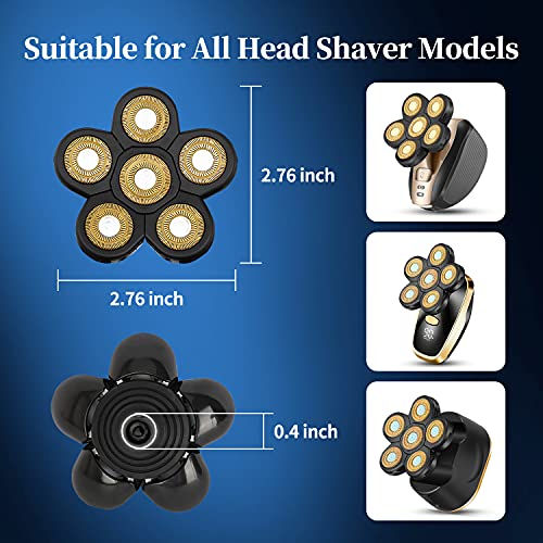 Replacement Head for Electric Shaver Mens Electric Razor Head 6D - Close Head Shavers for Men Replacement Head - Wet & Dry Bald Shavers Blades Waterproof Shavers Replacement Blades Head(Gold)