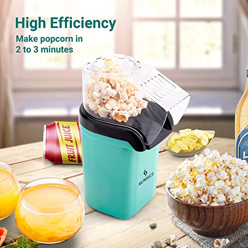 SOLTRONICS Hot Air Popcorn Popper Maker with Removable Measuring Cup, ETL Certified, No Oil Needed, BPA-Free, 1200W, Green