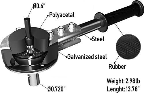 Mormysh Ice Auger Drill Adapter with Galvanized Steel Plates, Ice Fishing Planetary Reducer for Ice Screws, Ice Fishing Drill Attachment with Rubber Handle, Cordless Adapter for Ice Auger Drill
