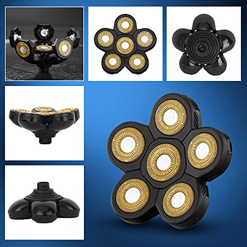 Replacement Head for Electric Shaver Mens Electric Razor Head 6D - Close Head Shavers for Men Replacement Head - Wet & Dry Bald Shavers Blades Waterproof Shavers Replacement Blades Head(Gold)