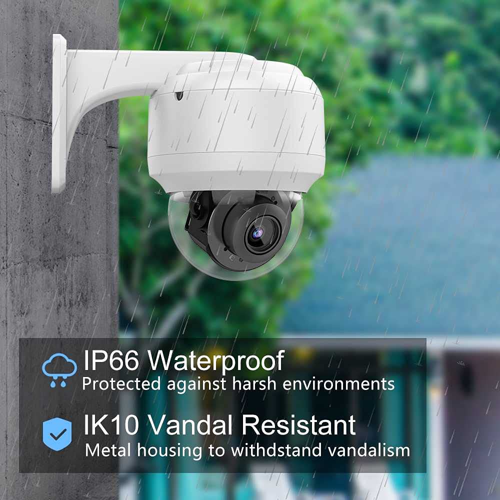 VIKYLIN 8MP Outdoor PTZ PoE IP Camera with Audio,4K Security Speed Dome Pan Tilt 4X Optical Zoom/2.8~12mm Lens,Human/Vehicle Detection,132ft IR Night Vision,IP66 (2804PTZ)
