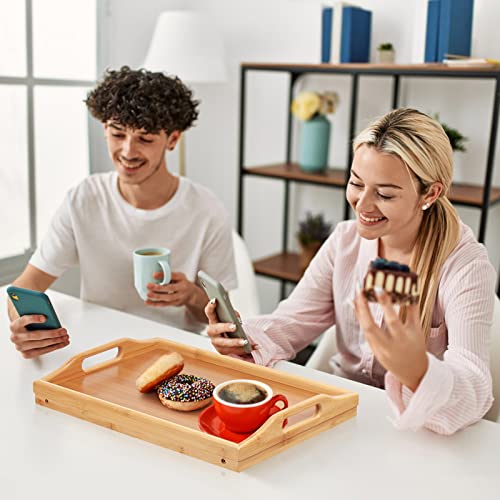 Bed Tray Table Folding Legs with Handles Breakfast Food Tray for Sofa,Bed,Eating,Drawing,Platters Serving Lap Desk Snack Tray (Yellow Small)