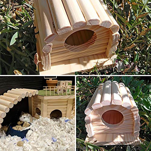 DUANY STORE Mini Wooden Hamster House, 11x10x9cm Small Animal Nesting Habitat,Hamster House Wooden Hut Play Toys Chews