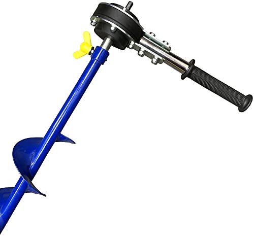 Mormysh Ice Auger Drill Adapter with Galvanized Steel Plates, Ice Fishing Planetary Reducer for Ice Screws, Ice Fishing Drill Attachment with Rubber Handle, Cordless Adapter for Ice Auger Drill