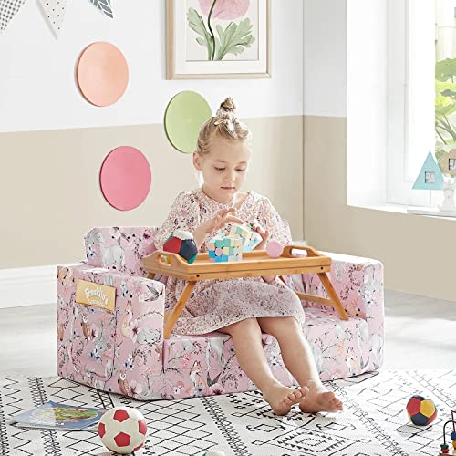 Bed Tray Table Folding Legs with Handles Breakfast Food Tray for Sofa,Bed,Eating,Drawing,Platters Serving Lap Desk Snack Tray (Yellow Small)