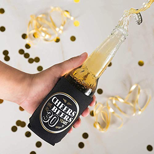 30th Birthday Decoration Bundle - Cheers & Beers to 30 Years Coozies and Cheers to 30 Years Birthday Banner