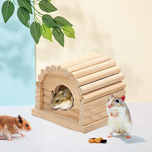 DUANY STORE Mini Wooden Hamster House, 11x10x9cm Small Animal Nesting Habitat,Hamster House Wooden Hut Play Toys Chews