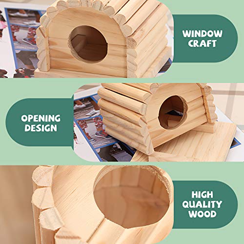 DUANY STORE Mini Wooden Hamster House, 11x10x9cm Small Animal Nesting Habitat,Hamster House Wooden Hut Play Toys Chews