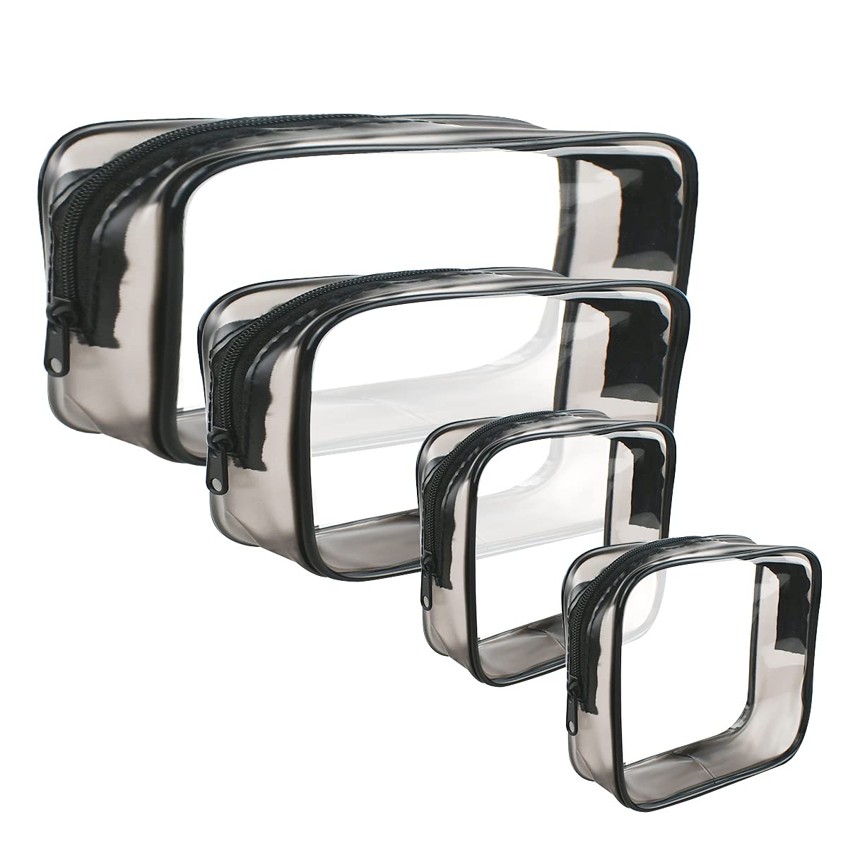 4 Pack Clear Cosmetic bag for travel Clear Toiletry Makeup Bags Tsa Approved Pouch Carry on Airport Airline Compliant Bags Portable Pvc Waterproof Bags with Zipper for Women Quart Size Bags Set