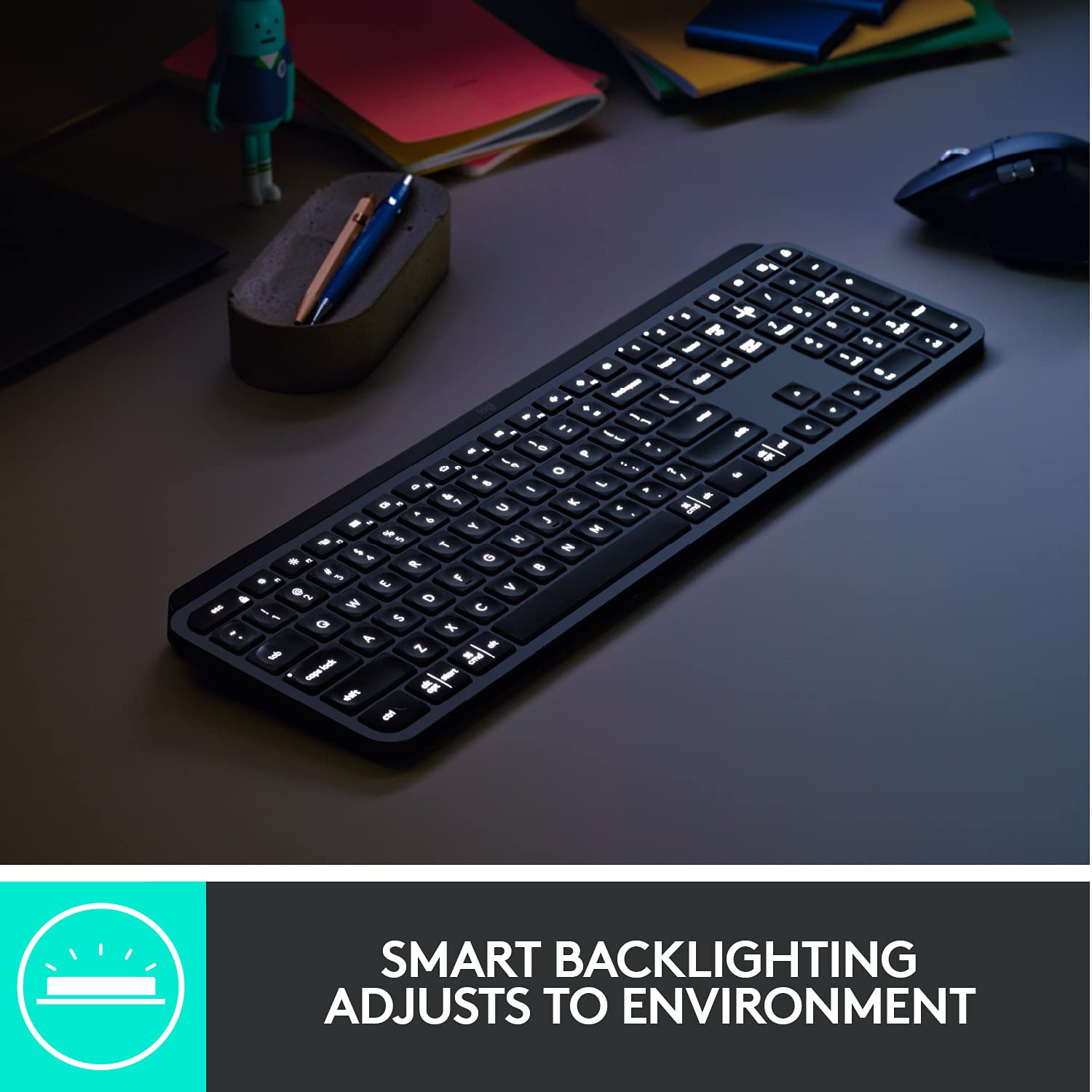 Logitech MX Keys Wireless Illuminated Keyboard, Quiet Perfect-Stroke Keys, Logi Bolt Technology, Bluetooth, Rechargeable, Globally Certified, Windows/Mac/Chrome/Linux - Graphite
