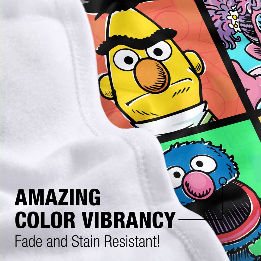 LOGOVISION Sesame Street Lightweight Baby Blanket, 30"X40", Hand Drawn Squares Unisex for Infants Girls & Boys
