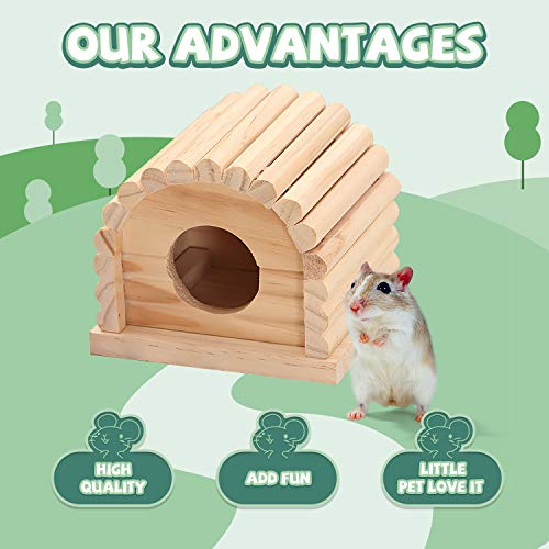 DUANY STORE Mini Wooden Hamster House, 11x10x9cm Small Animal Nesting Habitat,Hamster House Wooden Hut Play Toys Chews