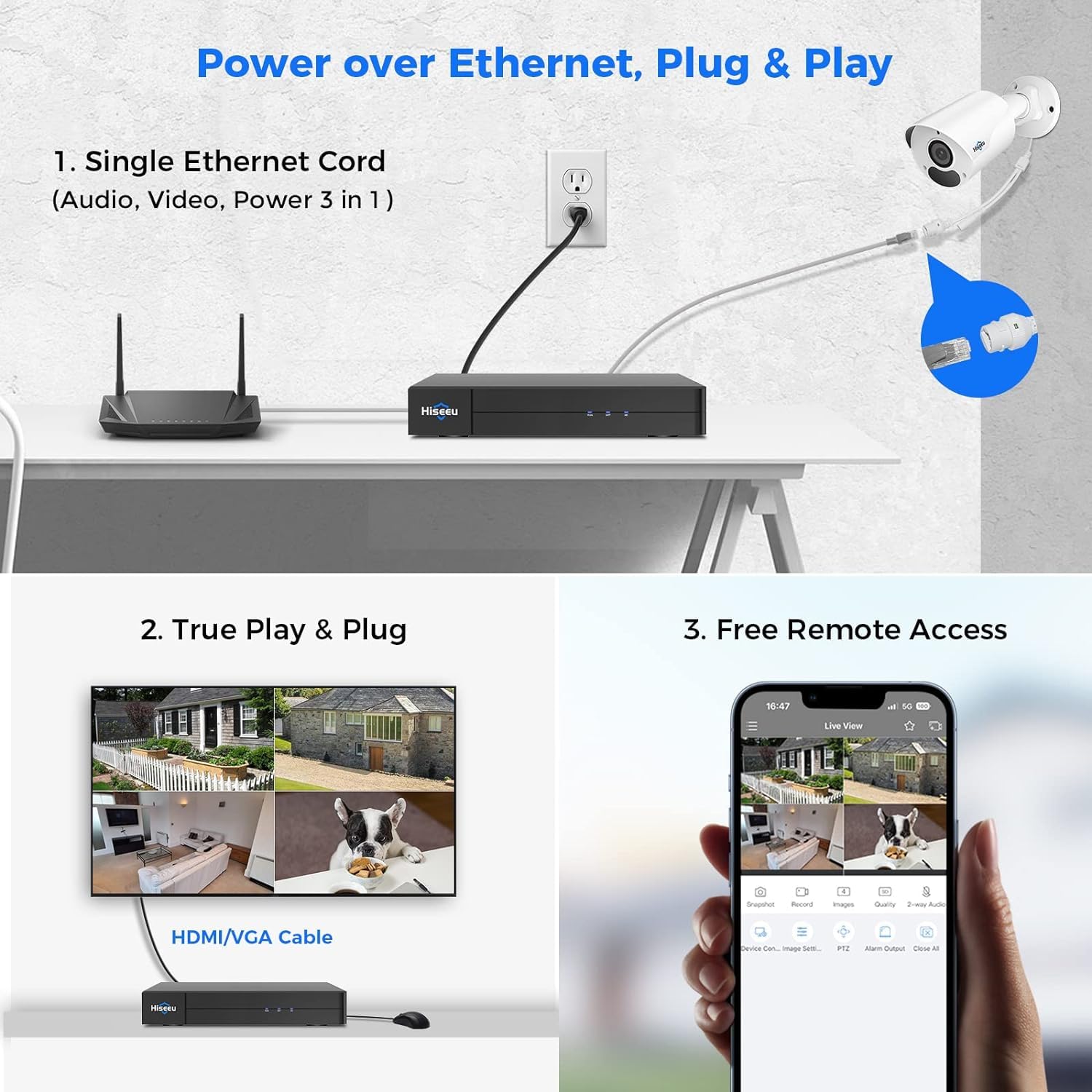 【16 channel Extendable】Hiseeu 8 Port 4K PoE Network Video Recorder NVR, Support 4K/2K/8MP/5MP/3MP/1080P PoE Camera, Free Remote Access, Motion Alarm, 24/7 Recording, Smart Playback, No Hard Disk Drive