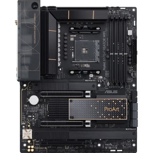 ASUS ProArt X570-Creator WiFi AMD X570S Ryzen AM4 ATX Content Creation Motherboard(PCIe 4.0, Passive PCH Cooling, 2xThunderbolt 4 Type-C Ports, 10 Gb & 2.5 Gb LAN, WiFi 6E, 3X M.2 Slots,Creator Hub)