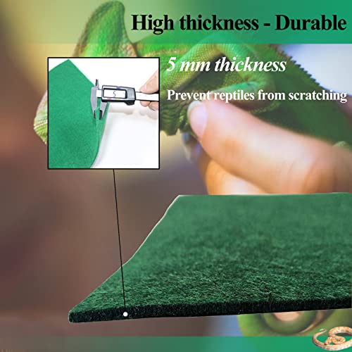 HERCOCCI 2 Pack Reptile Carpet, 39ββ x 20ββ Terrarium Bedding Substrate Liner Reptile Cage Mat Tank Accessories for Bearded Dragon Lizard Tortoise Leopard Gecko Snake (Green)