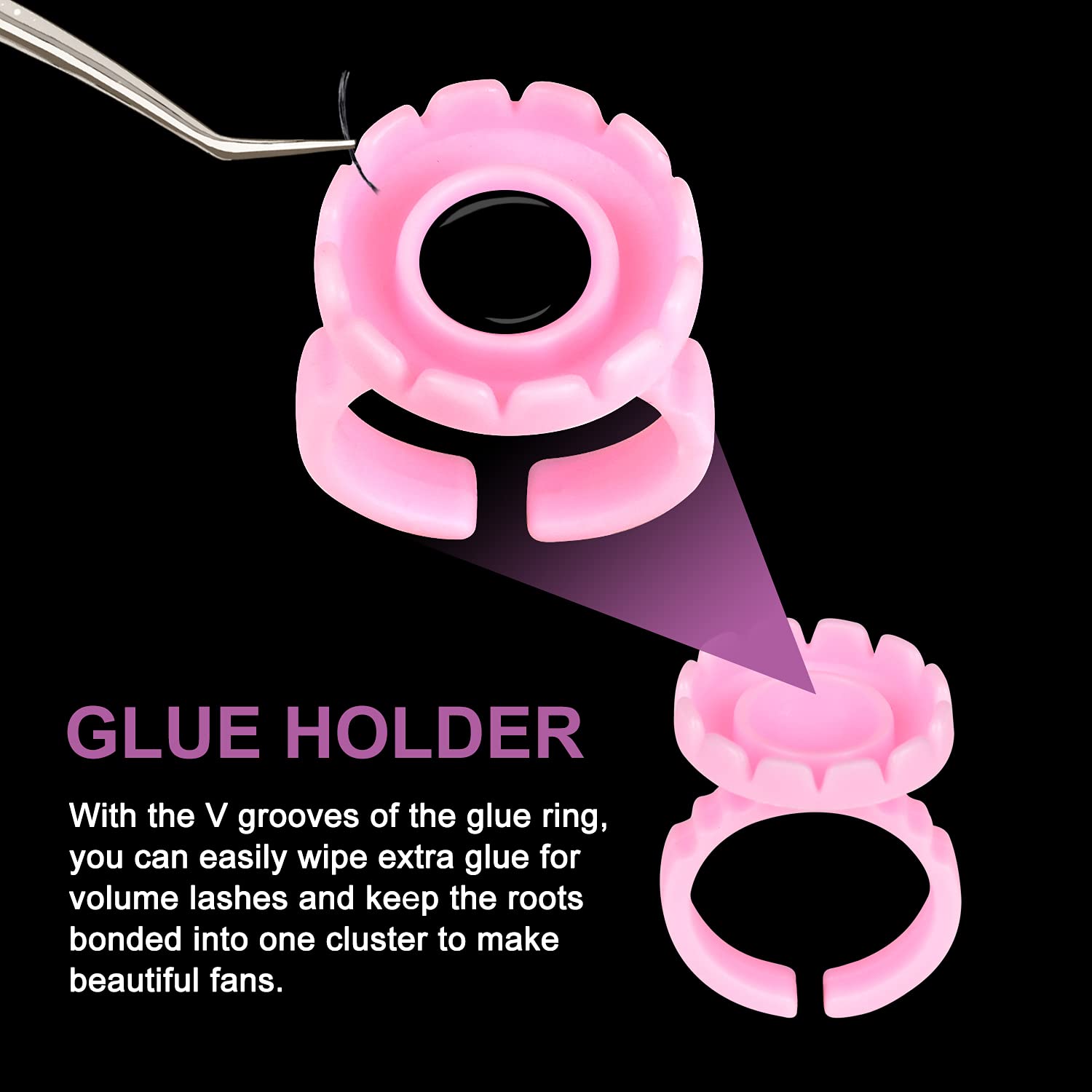 Glue Rings for Eyelash Extensions 100PCS Glue Rings MEKK Eyelash Extension Glue Rings Lash Extension Supplies Lash Glue Rings Disposable Lash Extension Supplies(Pink)