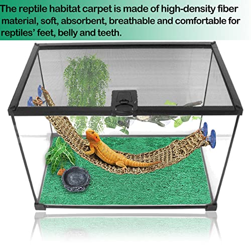 HERCOCCI 2 Pack Reptile Carpet, 39ββ x 20ββ Terrarium Bedding Substrate Liner Reptile Cage Mat Tank Accessories for Bearded Dragon Lizard Tortoise Leopard Gecko Snake (Green)