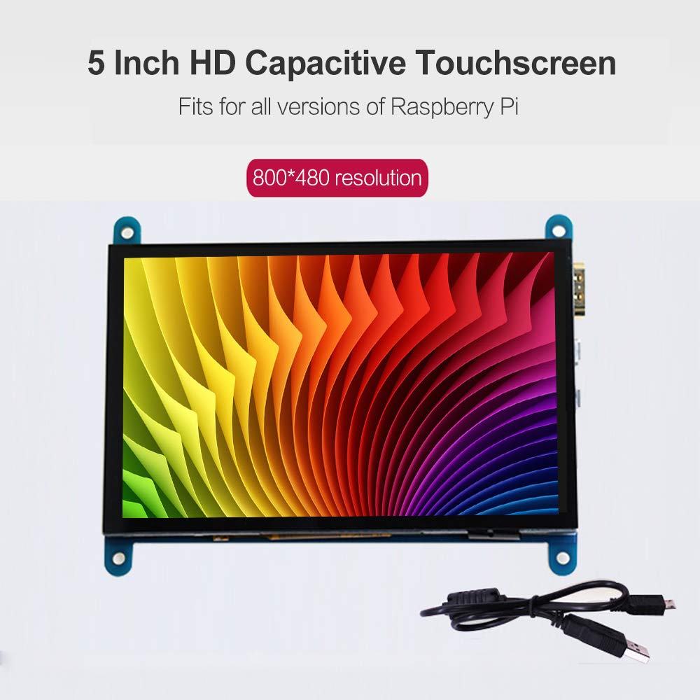 Aibesy 5 Inch HD Capacitive Touchscreen Display 800480 Resolution Small Portable Monitor with USB HD Interface Compatible with Raspberry Pi Educational Tool