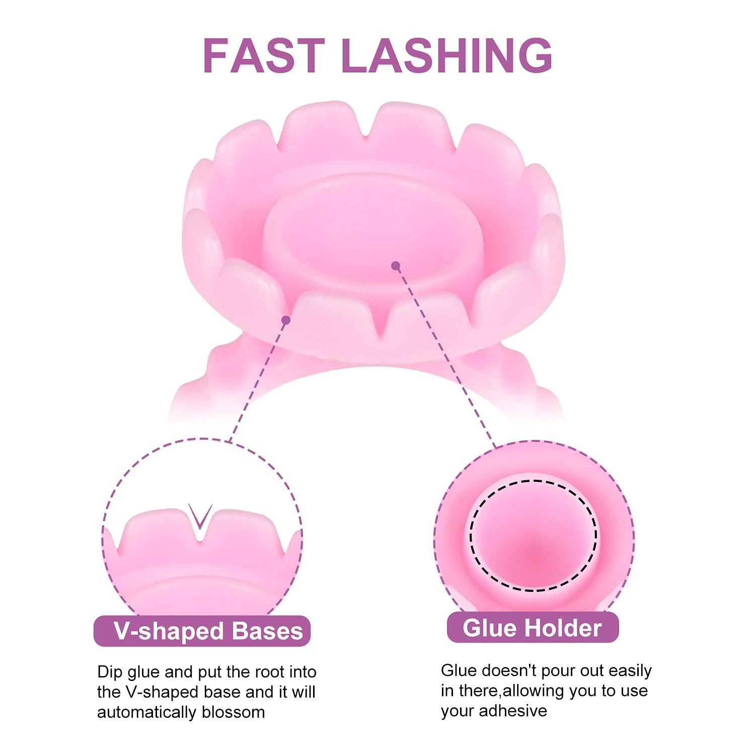Glue Rings for Eyelash Extensions 100PCS Glue Rings MEKK Eyelash Extension Glue Rings Lash Extension Supplies Lash Glue Rings Disposable Lash Extension Supplies(Pink)