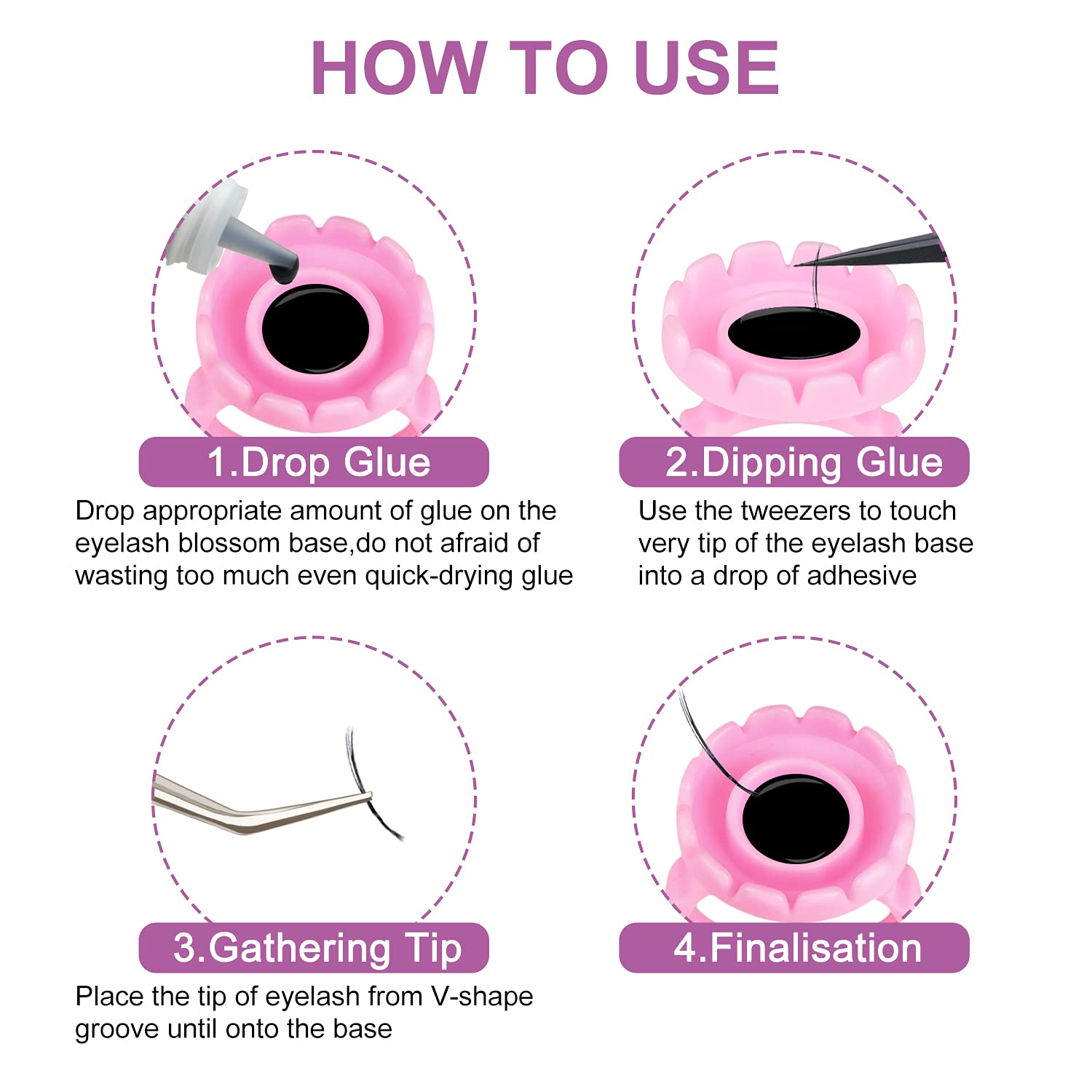 Glue Rings for Eyelash Extensions 100PCS Glue Rings MEKK Eyelash Extension Glue Rings Lash Extension Supplies Lash Glue Rings Disposable Lash Extension Supplies(Pink)