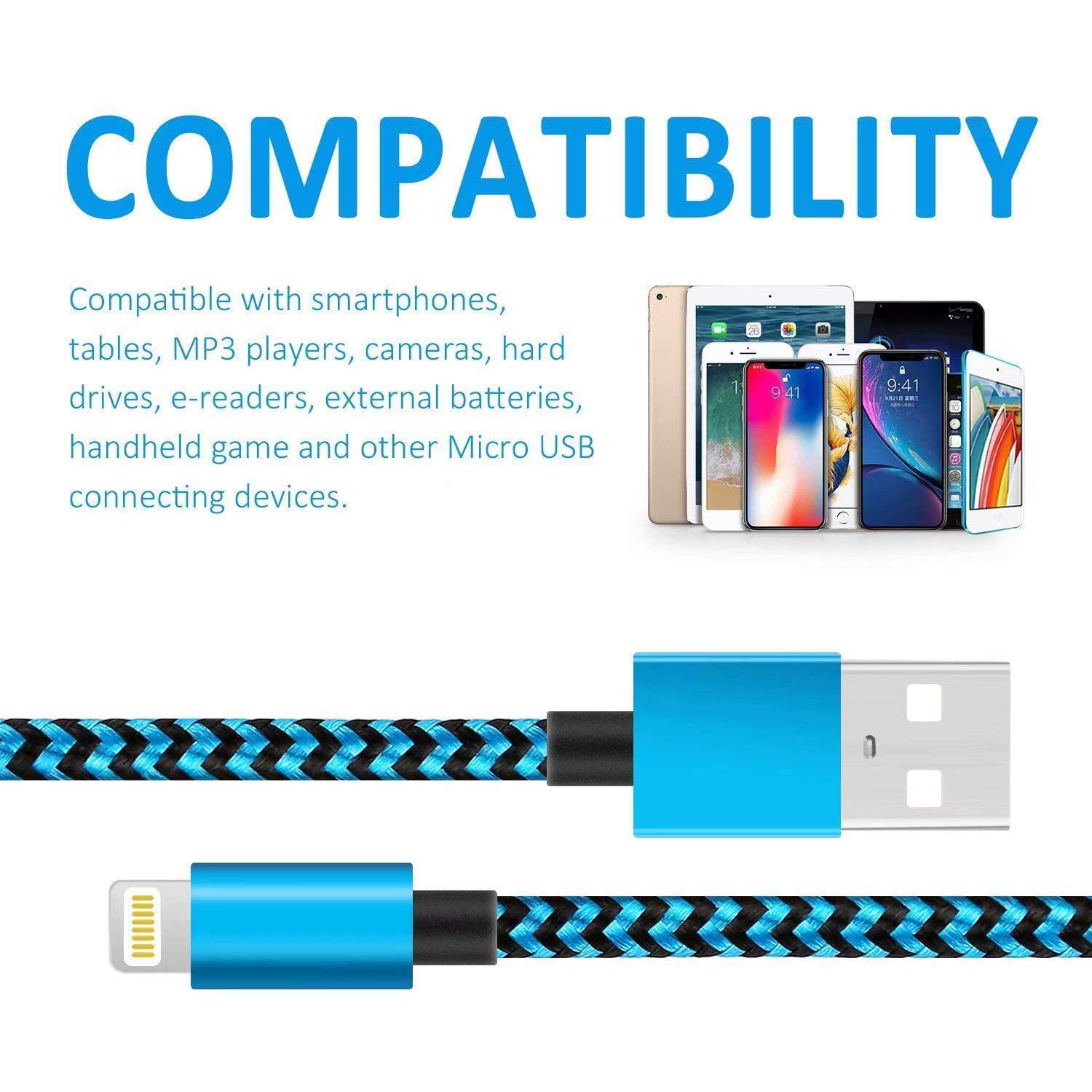 iPhone Charger [Apple MFi Certified] 5 Pack - 6FT Lightning Cable Nylon Woven High Speed Data Sync Cord Compatible iPhone 12 11 Pro Max X 8 7 6S Plus SE - Color
