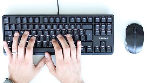 CHERRY G80-3000N RGB TKL, French layout, AZERTY keyboard, wired keyboard, mechanical gaming keyboard, MX SILENT RED SWITCHES, black