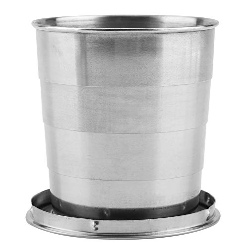 250ml Stainless Steel Collapsible Cup, 4-Folding Portable Camping Mug Travel Cup with Lid and Keychain for Outdoor Drinking