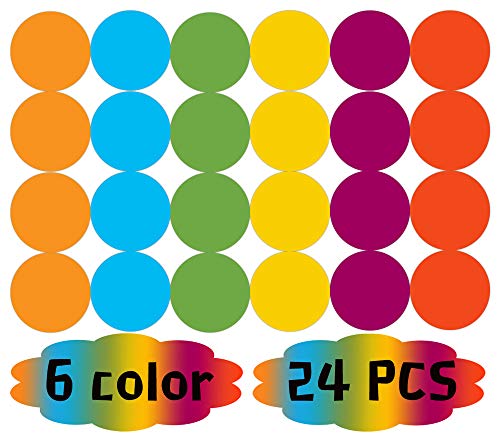 24 Packs Multicolor Classroom Line up Dots Stickers, Self Adhesive Vinyl 6 inch Round Decals, Line up Markers for Preschool and Kindergarten Elementary Teachers