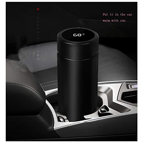 500ml Water bottle,Travel Mugs, Stainless Steel Insulated Water Bottle,Touch Interactive,Temperature (Black)