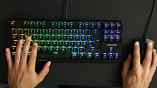 CHERRY G80-3000N RGB TKL, French layout, AZERTY keyboard, wired keyboard, mechanical gaming keyboard, MX SILENT RED SWITCHES, black