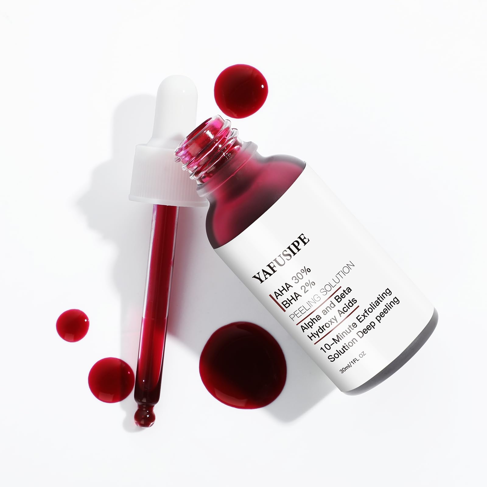 YAFUSIPE AHA 30% + BHA 2% Peeling Solution Exfoliating Chemical Skin Peel for Face at Home Facial Mask Red Peel BHA Liquid Exfoliant Acid Peels Salicylic Acid Exfoliators 1Floz