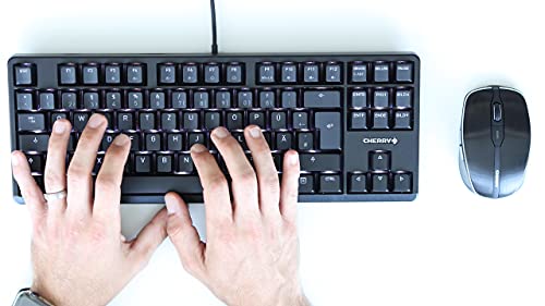 CHERRY G80-3000N RGB TKL, French layout, AZERTY keyboard, wired keyboard, mechanical gaming keyboard, MX SILENT RED SWITCHES, black