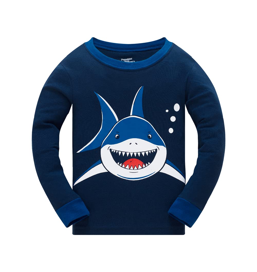 Boys Pajamas Set Shark 100% Cotton Long Sleeve Toddler Kids Pjs 2 Piece Children Sleepwear Size 6t