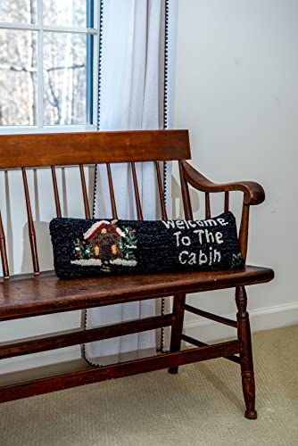 Chandler 4 Corners Artist-Designed Welcome to The Cabin Hand-Hooked Wool Decorative Throw Pillow (8β x 24β)