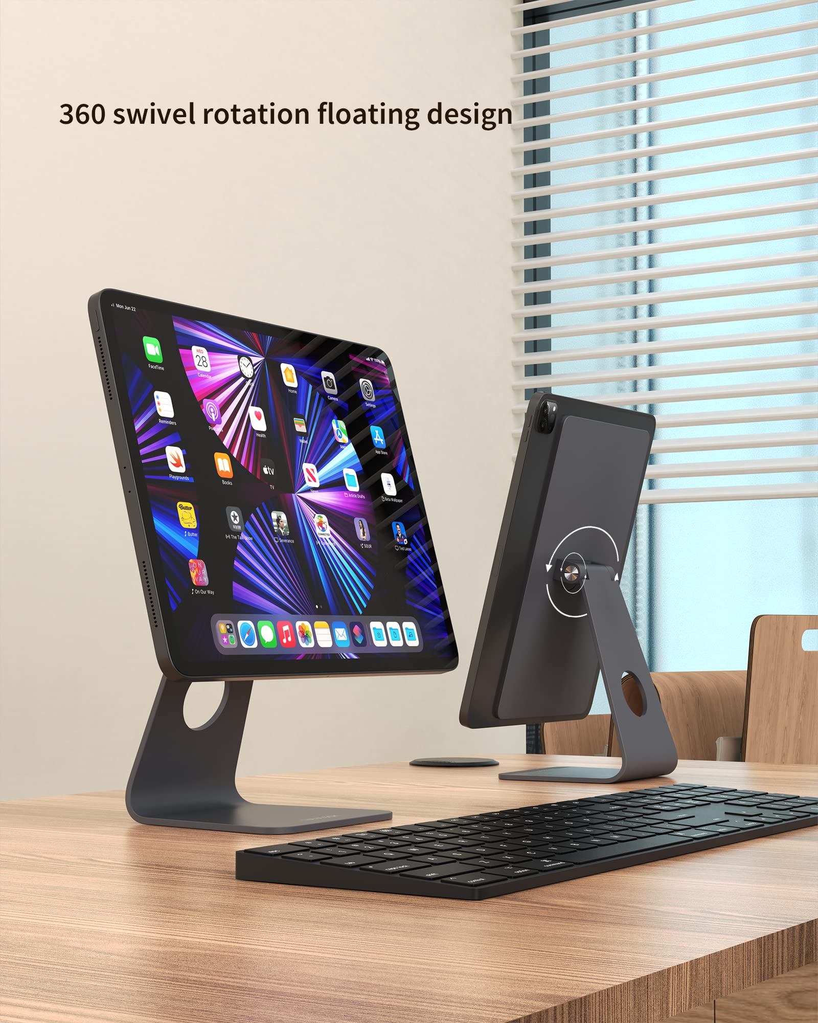 LULULOOK Compatible with Magnatic iPad Stand, Aluminum Tablet Holder Adjustable Desktop Stand Holder