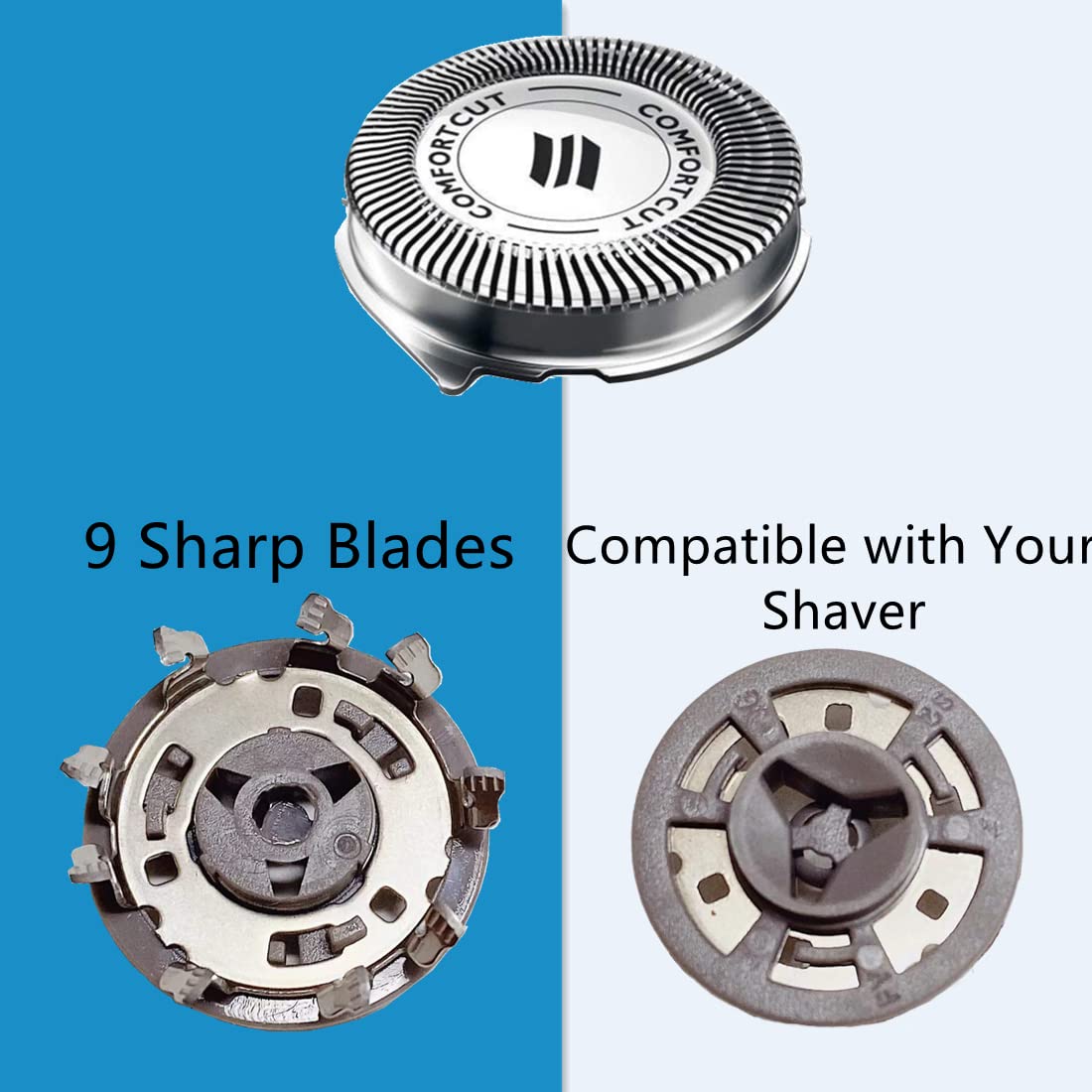 SH30 Replacement Heads for Philips Norelco Series 3000, 2000, 1000 Shavers and S738, Compatible with Philips ComfortCut Blades Shaving Heads like S1560 S3310,Norelco One Blade Replacement Heads.3-Pack