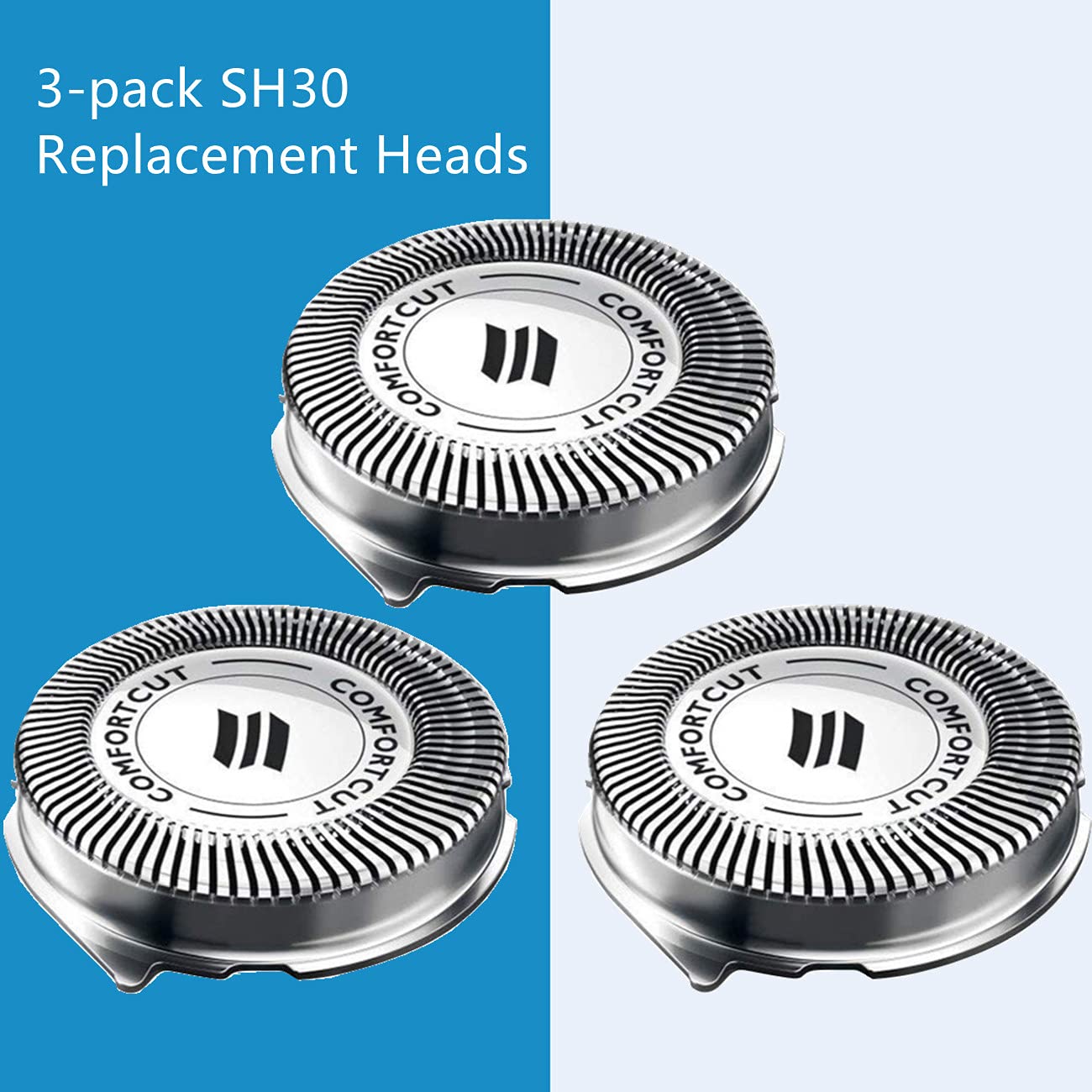 SH30 Replacement Heads for Philips Norelco Series 3000, 2000, 1000 Shavers and S738, Compatible with Philips ComfortCut Blades Shaving Heads like S1560 S3310,Norelco One Blade Replacement Heads.3-Pack