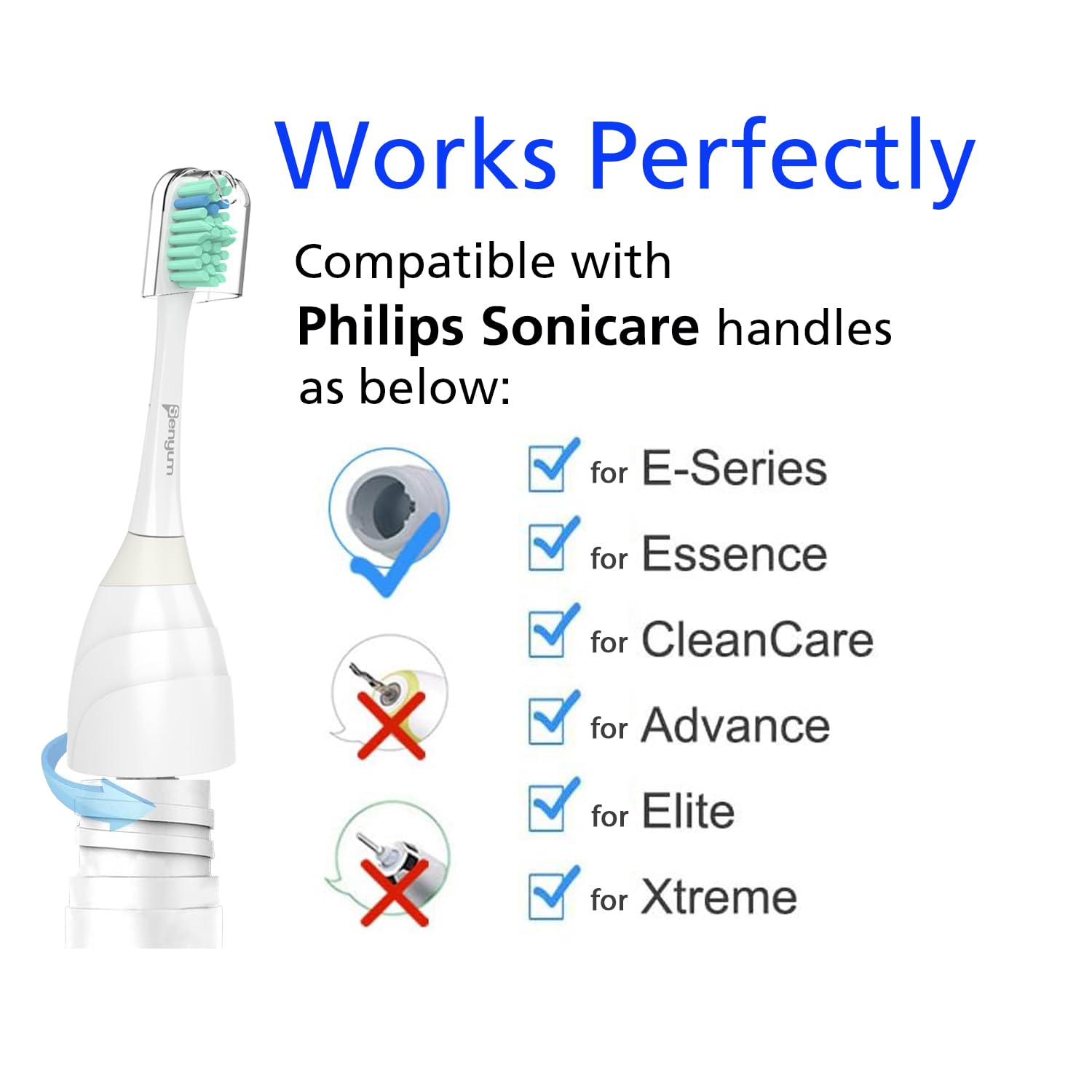 Senyum Replacement Toothbrush Heads Compatible with Philips Sonicare Electric Brush Heads E-Series, 6 Pack