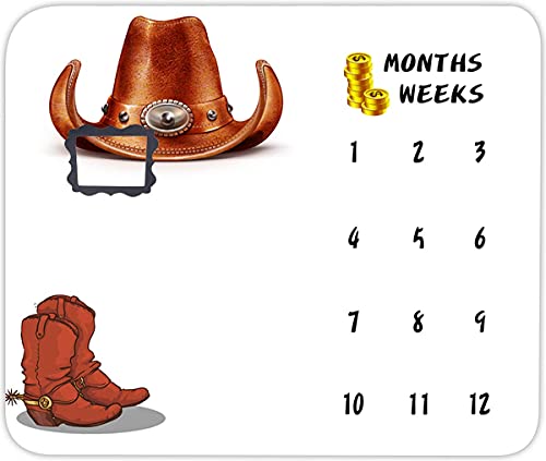 EARVO Western Boots Baby Monthly Milestone Blanket Boy or Girl Flowers Smiling Baby Month Blanket Rustic Cowboy Leather Boots Milestone Blanket for Newborn to 12 Months Milestones 47”x40”BTXYEA59