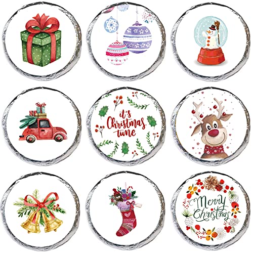 FujLoy Merry Christmas Thread-270 PCS 0.75 inch Christmas Stickers,9 Design Self Adhesive Circle Label Stickers,Christmas Envelope Seals Candy Stickers. (Merry Christmas Thread (080))