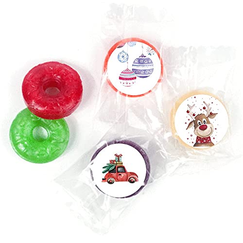 FujLoy Merry Christmas Thread-270 PCS 0.75 inch Christmas Stickers,9 Design Self Adhesive Circle Label Stickers,Christmas Envelope Seals Candy Stickers. (Merry Christmas Thread (080))