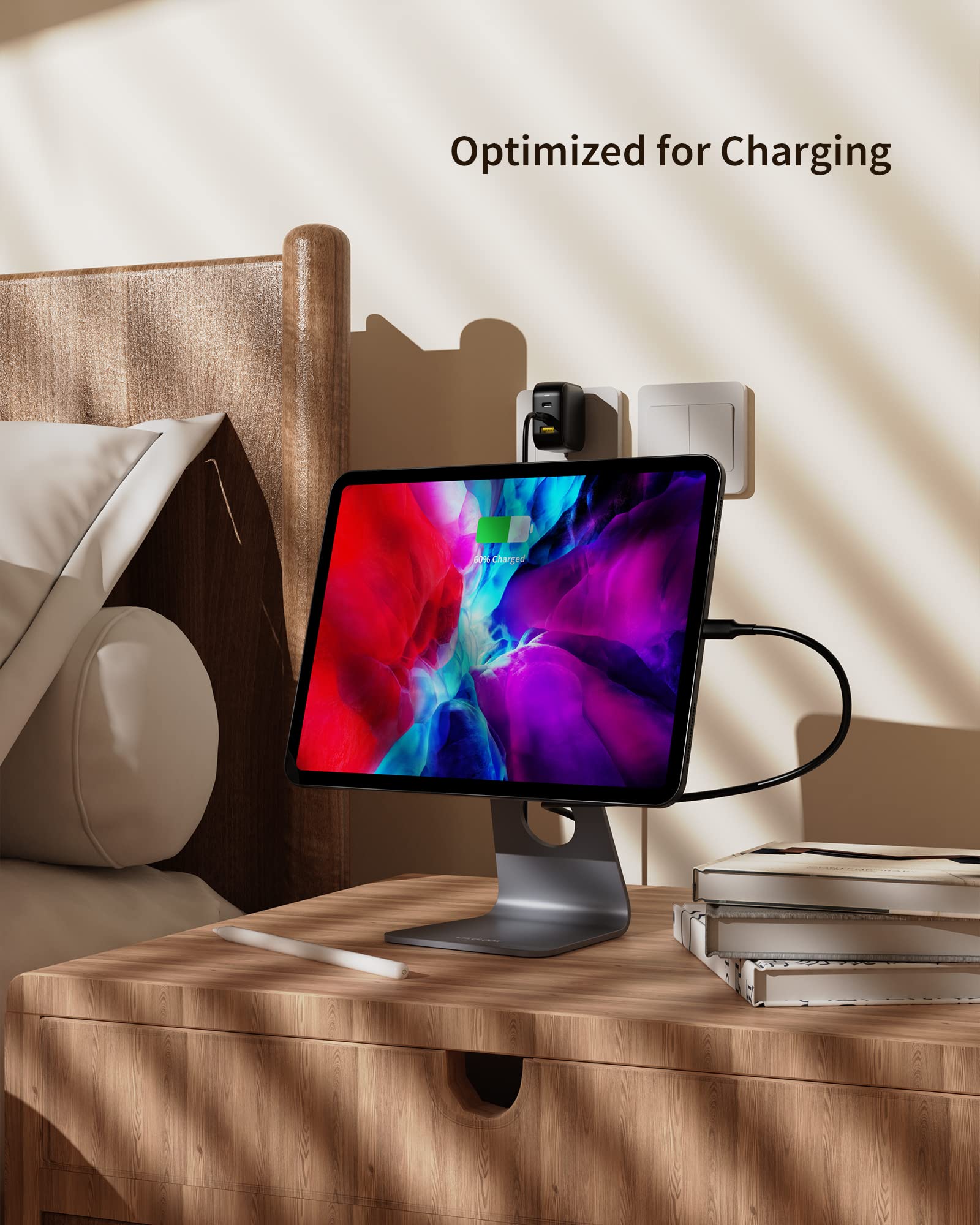 LULULOOK Compatible with Magnatic iPad Stand, Aluminum Tablet Holder Adjustable Desktop Stand Holder