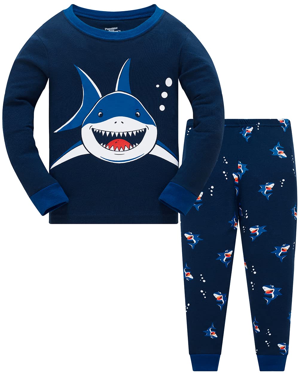 Boys Pajamas Set Shark 100% Cotton Long Sleeve Toddler Kids Pjs 2 Piece Children Sleepwear Size 6t