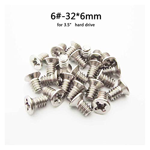 OPYTR Screw Anchors 50pcs Computer PC Case 2.5" 3.5" Inch Hard Drive HDD Caddy Hot Swap Server Tray Mount Screw Flat Countersunk Phillips Head Bolt Anchors (Color : Silver 6 32x6mm)